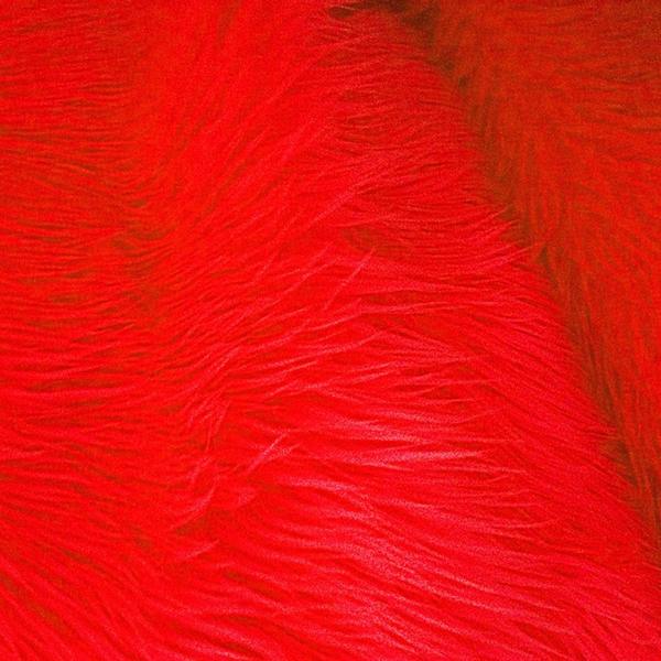 Fire Red Faux Fake Fur Long Pile Shaggy Fabric | iFabric